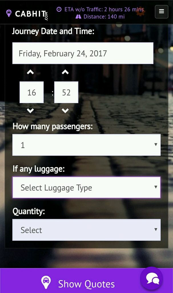 Booking a Taxi in UK using Cabhit App